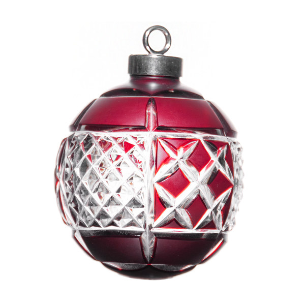 Frosty Ruby Red Ball Ornament 2.9 in - Ajka Crystal