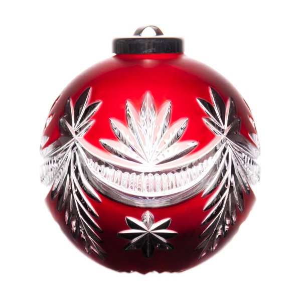 Winter Wonderland Frosty Ruby Red Ball Ornament 2.9 in - Ajka Crystal