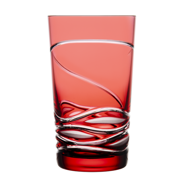 Birks Crystal Silver Ribbon Golden Red Highball - Ajka Crystal