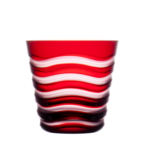 Rotter Glas Wellen Ruby Red Old Fashioned - Ajka Crystal