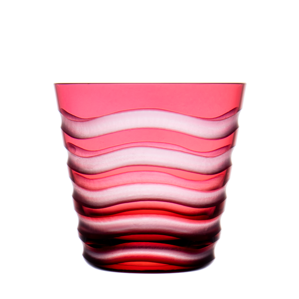 Rotter Glas Wellen Golden Red Old Fashioned - Ajka Crystal