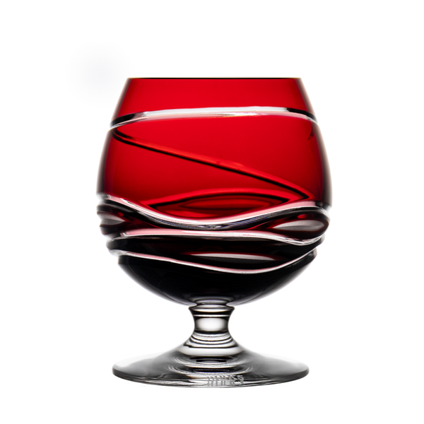Birks Crystal Silver Ribbon Ruby Red Brandy Glass - Ajka Crystal